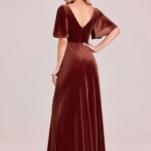 Ever-Pretty Women's Retro Evening Gown A Line V-Neck Wrap Velvet Long Formal Dresses Maroon US8