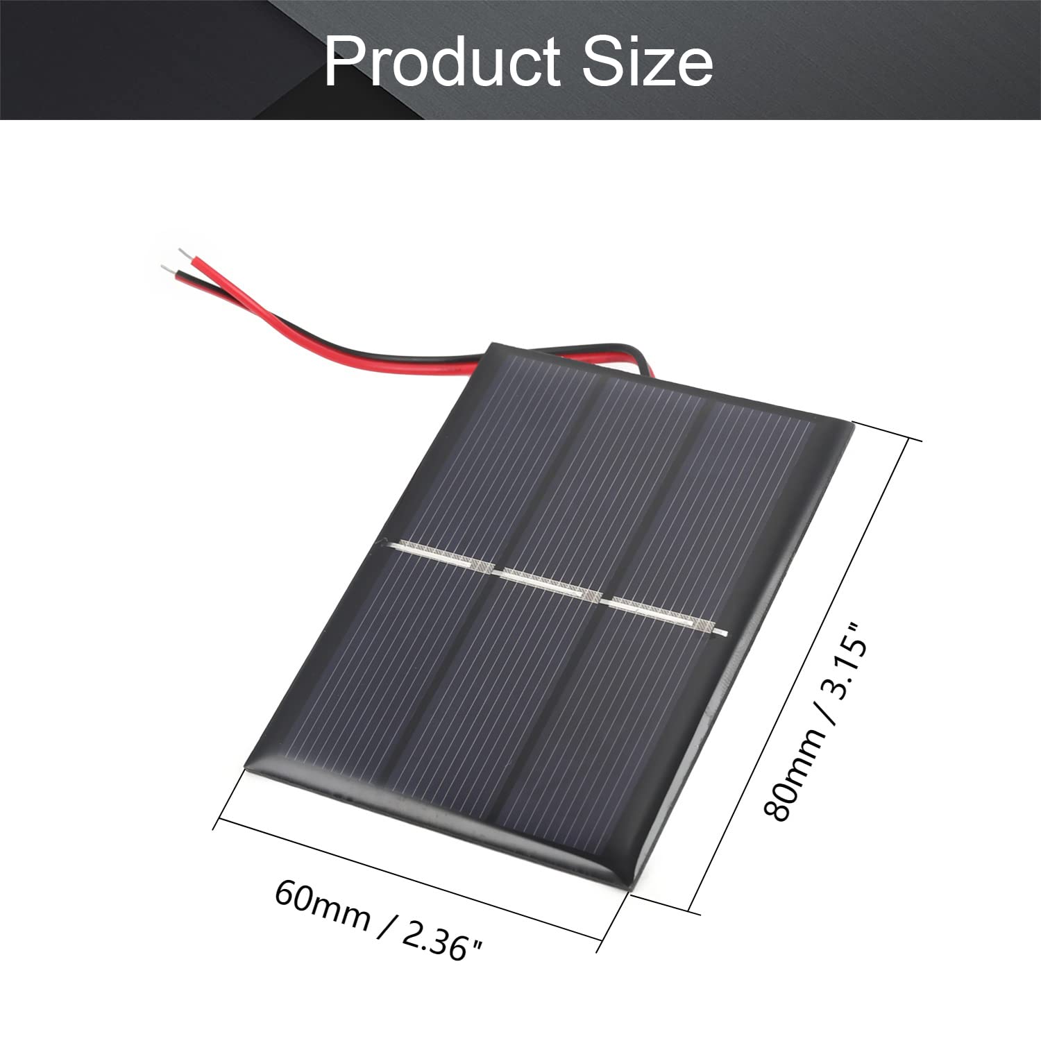 Fielect 1.5V 0.65W Polycrystalline Mini Solar Panel Module DIY for Light Toys Charger 60x80mm 1Pcs