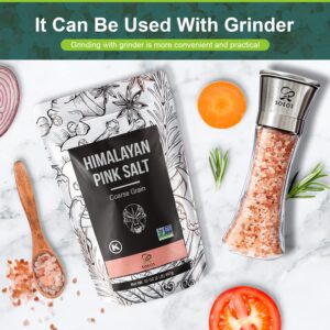 Soeos Himalayan Sea Salt, Coarse Grain, 32oz (2 Pound), Non-GMO Himalayan Pink Salt, Kosher Salt, Sea Salt for Grinder Refill