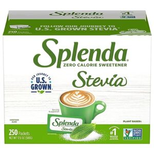 splenda stevia zero calorie sweetener, plant based sugar substitute granulated powder, single serve packets with tray, 250 count (pack of 1)