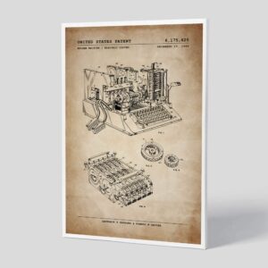 ww2 enigma machine poster; patent poster, unframed, ww2 decor, gifts under $15