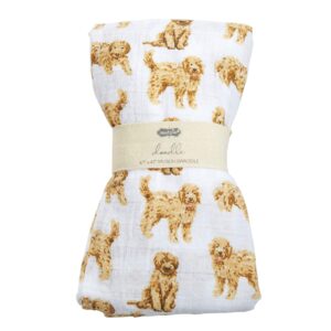 mud pie golden doodle print baby swaddle blanket, 47" x 47",