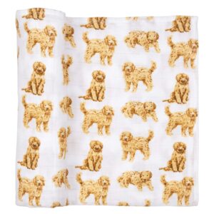 Mud Pie Golden Doodle Print Baby Swaddle Blanket, 47" x 47",