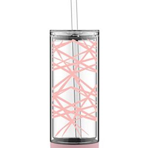 Ello Peak Double Wall Insulated Plastic Tumbler with Straw, 22 oz, Pink Satin Lasers