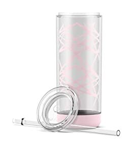 Ello Peak Double Wall Insulated Plastic Tumbler with Straw, 22 oz, Pink Satin Lasers