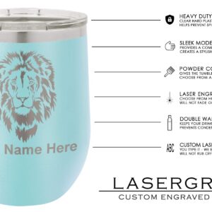 LaserGram Double Wall Stainless Steel Wine Glass Tumbler, Music Staff, Personalized Engraving Included (Light Blue)