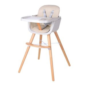 foho baby high chair, perfect 3 in 1 convertible wooden high chair with cushion, removable tray, and adjustable legs for baby & toddler (beige)