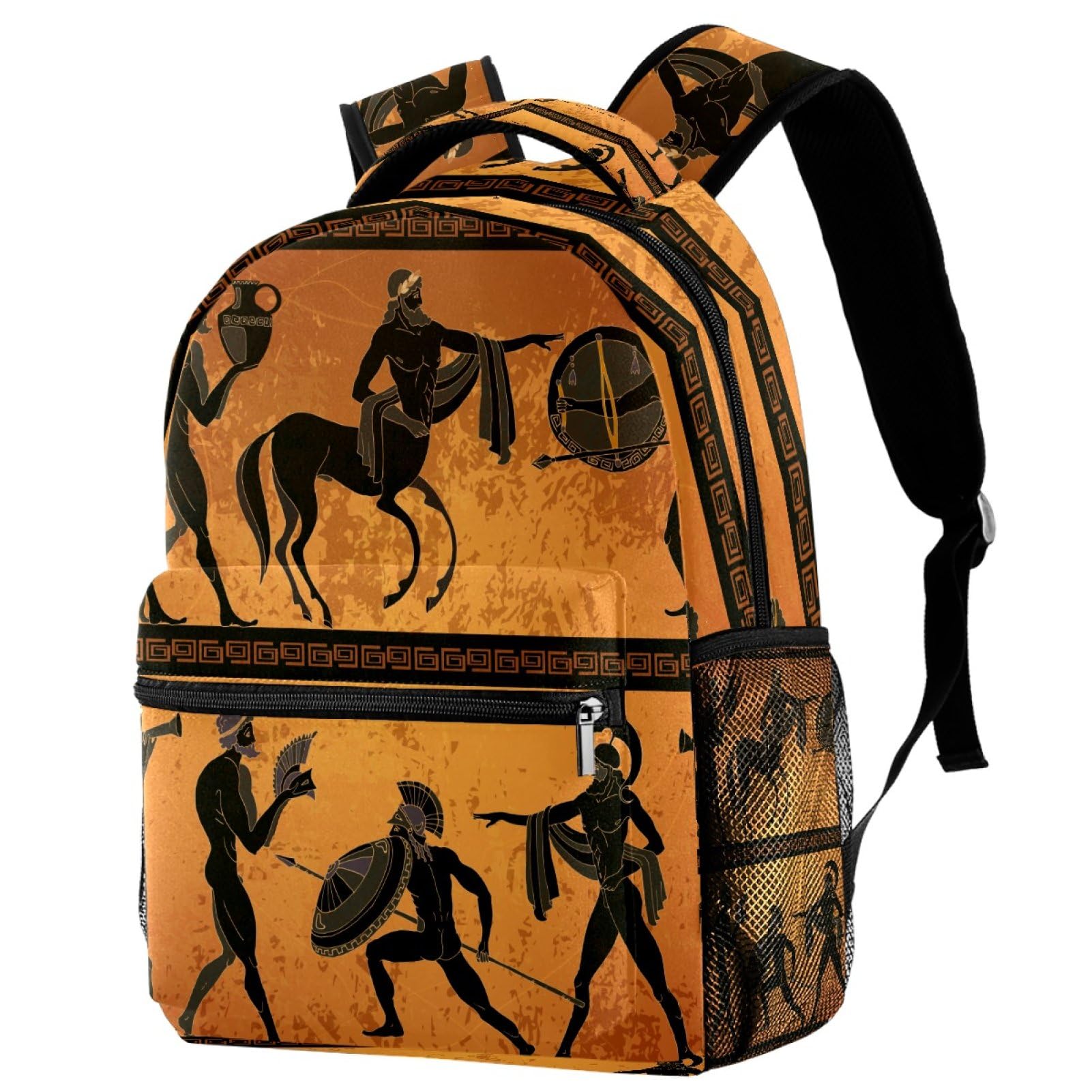 DJROW Ancient Greece Scene With Black Figure Pottery Ancient Greek Mythology Backpack Casual Sports Daypack Travel School Bag with Multiple Pockets for Men Women College