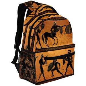 DJROW Ancient Greece Scene With Black Figure Pottery Ancient Greek Mythology Backpack Casual Sports Daypack Travel School Bag with Multiple Pockets for Men Women College