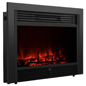 28.5" electric embedded fireplace insert heater glass log flame w/remote control - by mogullifestyle