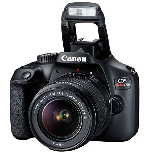 Canon EOS Rebel T100 DSLR Camera with 18-55mm Lens, Cleaning Kit, 32GB Memory, and More