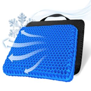 gel seat cushion, cooling seat cushion thick big breathable honeycomb design absorbs pressure points seat cushion with non-slip cover gel cushion for office chair home car seat cushion for wheelchair