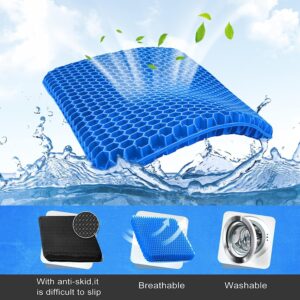 Gel Seat Cushion, Cooling seat Cushion Thick Big Breathable Honeycomb Design Absorbs Pressure Points Seat Cushion with Non-Slip Cover Gel Cushion for Office Chair Home Car seat Cushion for Wheelchair