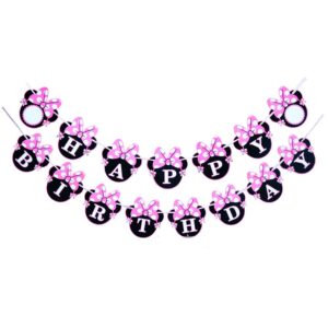 chuangqi minnie themed party banner, happy birthday banner, birthday party supplies & decoration