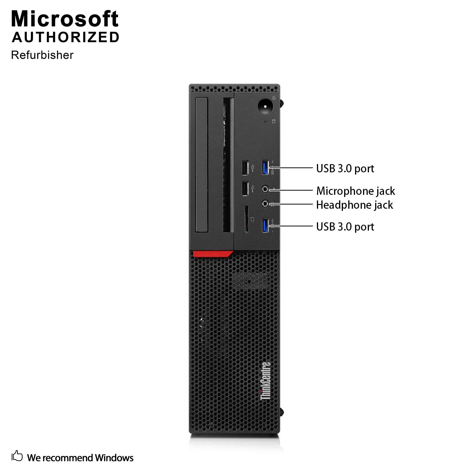 Lenovo ThinkCentre M800 Small Form Factor Desktop PC, Intel Quad Core i5 6500 up to 3.6GHz, 16G DDR4, 3T, WiFi, BT 4.0, Win 10 Pro 64-Multi-Language Support English/Spanish/French(Renewed)