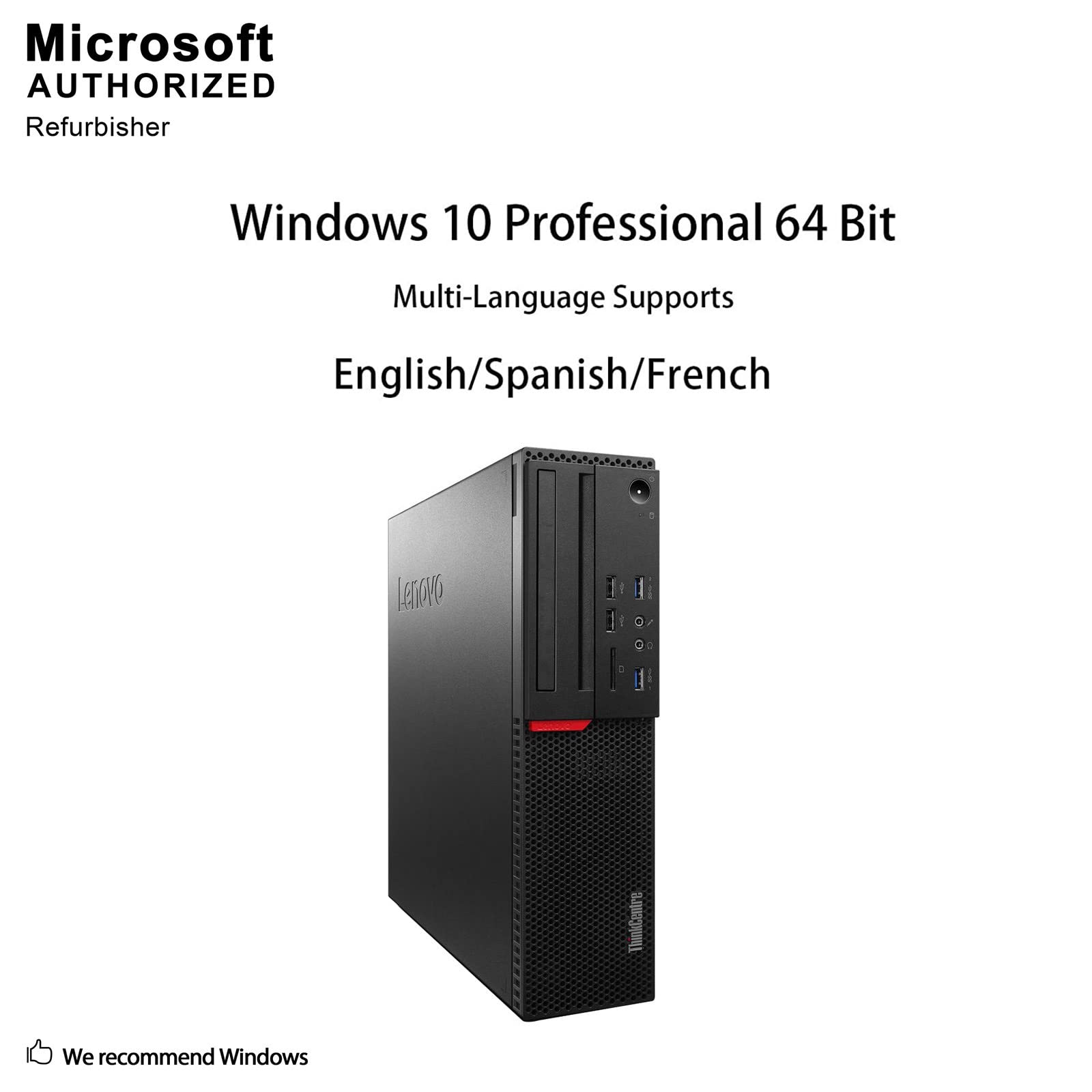 Lenovo ThinkCentre M800 Small Form Factor Desktop PC, Intel Quad Core i5 6500 up to 3.6GHz, 16G DDR4, 3T, WiFi, BT 4.0, Win 10 Pro 64-Multi-Language Support English/Spanish/French(Renewed)