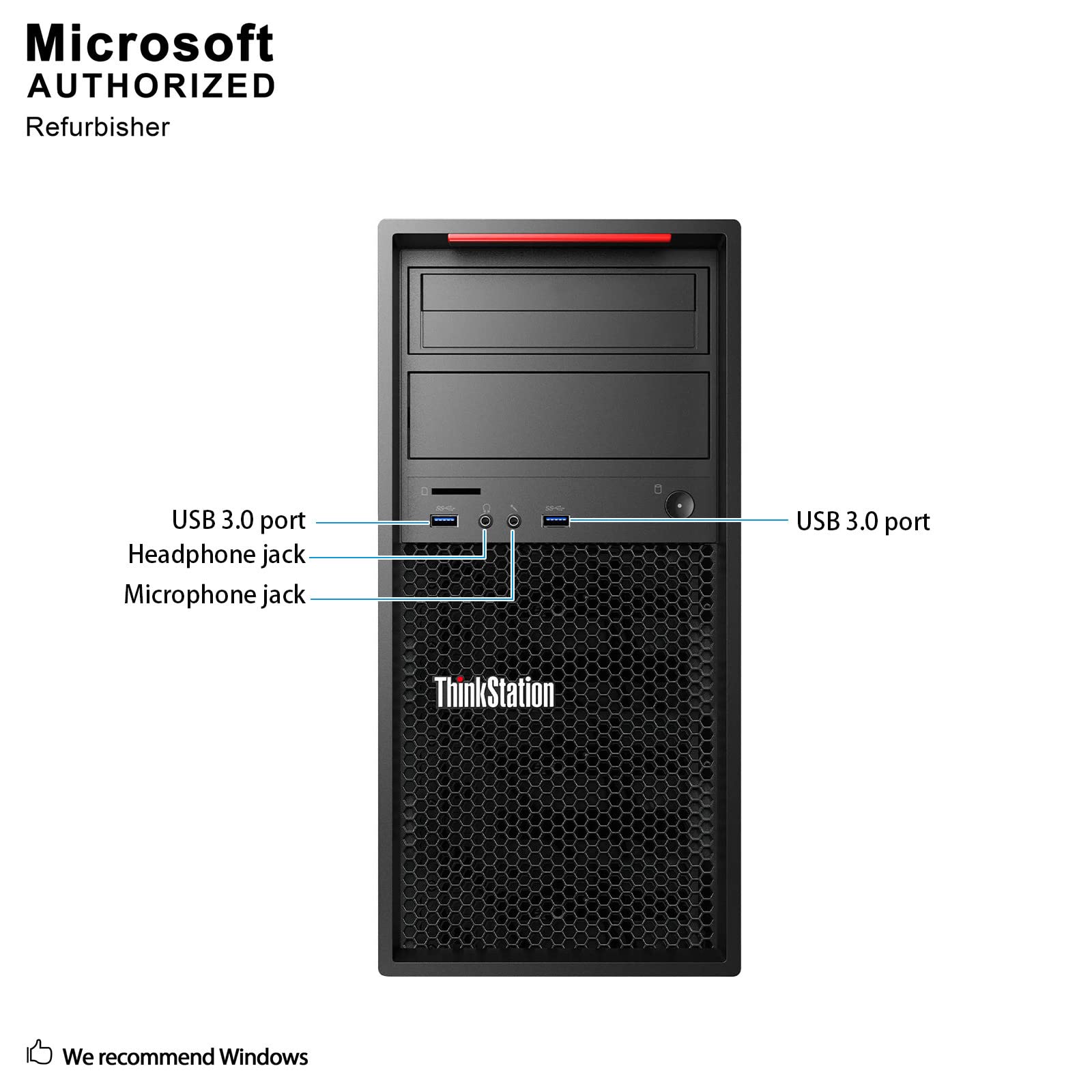 Lenovo ThinkStation P310 Tower Desktop PC, Intel Quad Core i7 6700 up to 4.0GHz, 16G DDR4, 1T SSD, WiFi, BT 4.0, DVD, Windows 10 Pro 64-Multi-Language Support English/Spanish/French(Renewed)