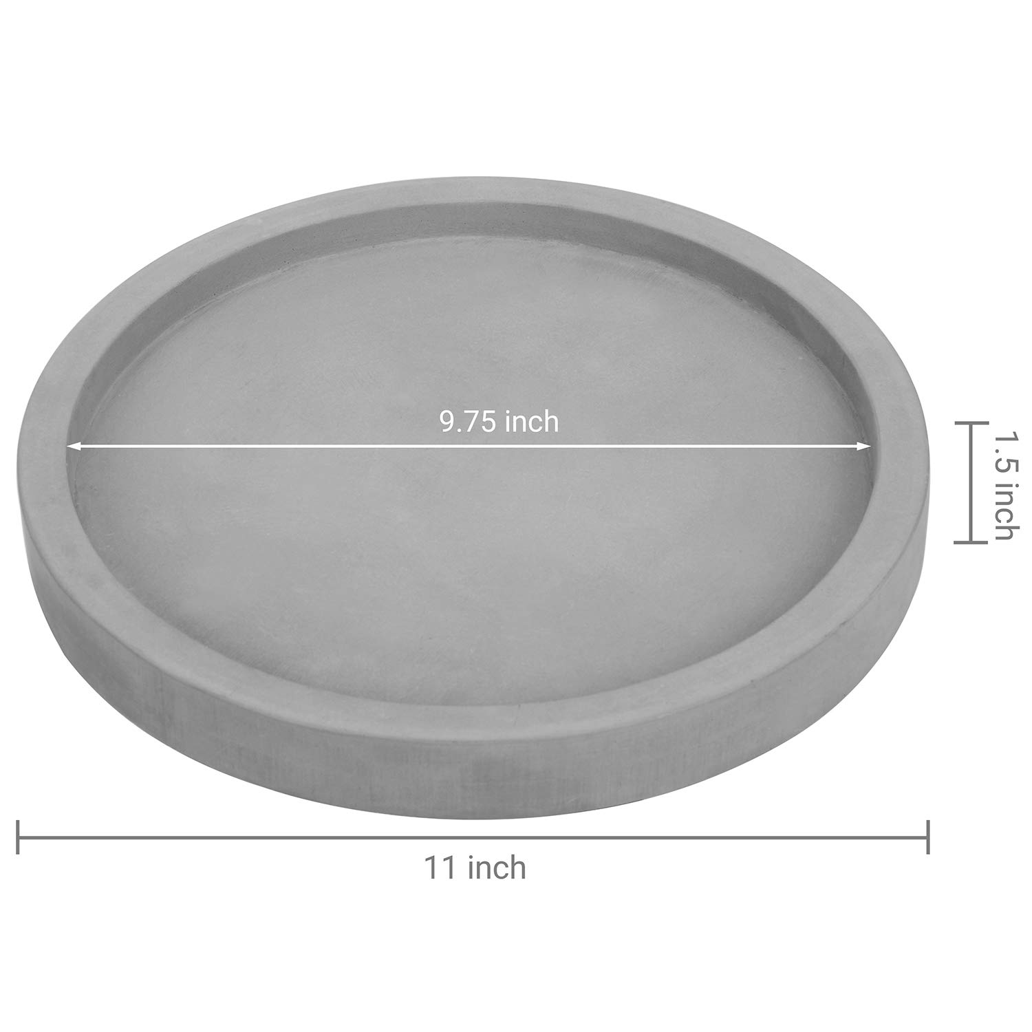 MyGift 11-inch Modern Gray Concrete Round Bathroom Vanity Tray, Cologne and Perfume Tray for Dresser Top