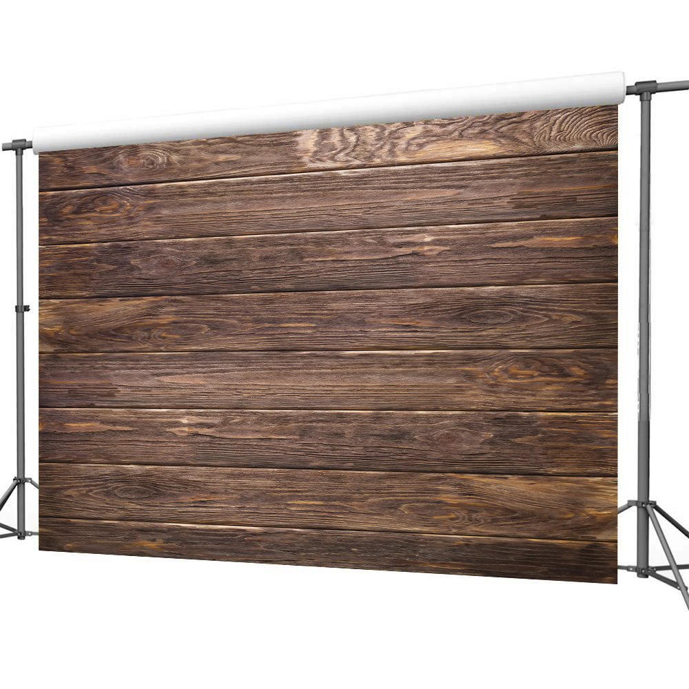 LYWYGG 10x8ft Thin Vinyl Brown Wood Backdrop Photographers Retro Wood Wall Background Cloth Seamless CP-19-1008