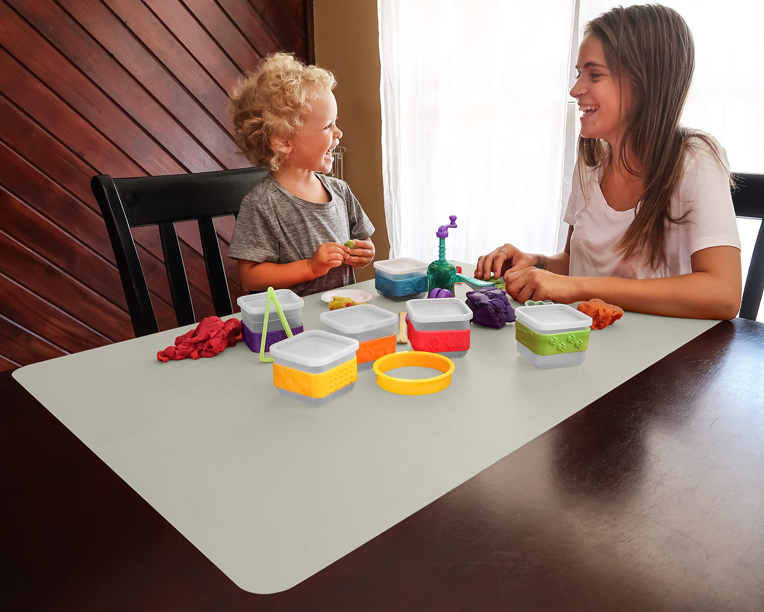 MonsterMat 36x24 Inch Extra Large Silicone Table Protector Craft Mat for Painting, Clay, Projects, Arts and Crafts and More. Easy Clean Up and Rolls for Storage. Largest Mat Available. (Gray)