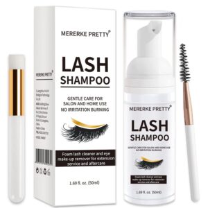 eyelash extension shampoo 50 ml + brush - eyelid foaming cleanser - sensitive paraben & sulfate free - eyelash wash and lash bath for extensions - salon use and home care