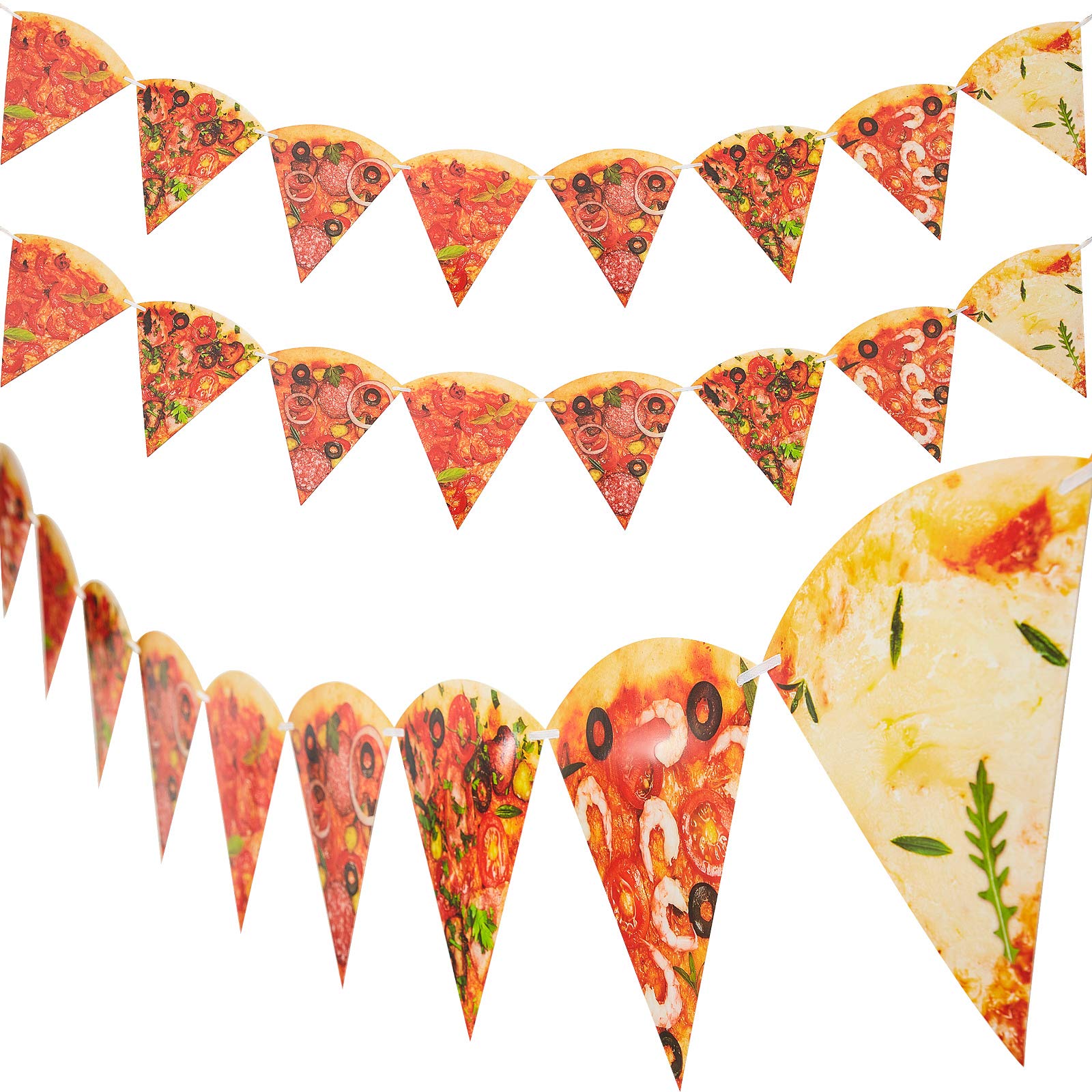 4 Pieces Pizza Photo Banner Pizza Pennant Pizza Party Theme Decoration for Pizza Themed Birthday Baby Shower Party Supply, Pre-assembled