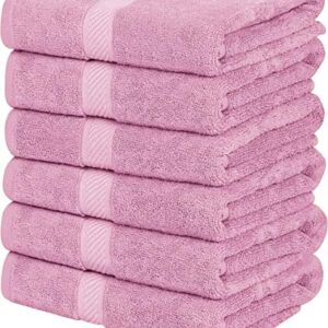 Utopia Towels 6 Pack Medium Bath Towel Set, 100% Ring Spun Cotton (24 x 48 Inches) Medium Lightweight and Highly Absorbent Quick Drying Towels, Premium Towels for Hotel, Spa and Bathroom (Pink)