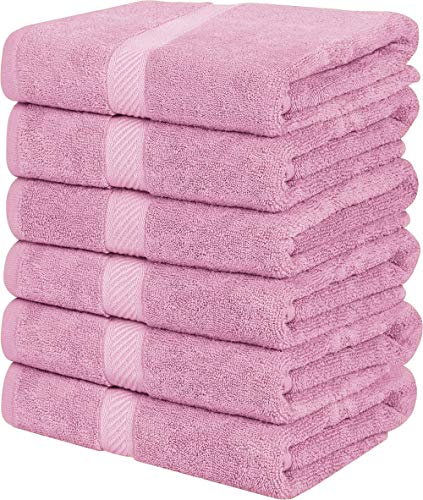 Utopia Towels 6 Pack Medium Bath Towel Set, 100% Ring Spun Cotton (24 x 48 Inches) Medium Lightweight and Highly Absorbent Quick Drying Towels, Premium Towels for Hotel, Spa and Bathroom (Pink)