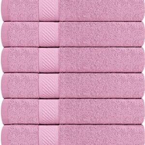 Utopia Towels 6 Pack Medium Bath Towel Set, 100% Ring Spun Cotton (24 x 48 Inches) Medium Lightweight and Highly Absorbent Quick Drying Towels, Premium Towels for Hotel, Spa and Bathroom (Pink)