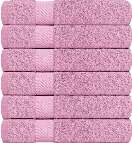 Utopia Towels 6 Pack Medium Bath Towel Set, 100% Ring Spun Cotton (24 x 48 Inches) Medium Lightweight and Highly Absorbent Quick Drying Towels, Premium Towels for Hotel, Spa and Bathroom (Pink)