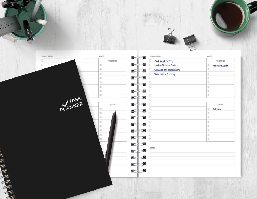 2022, Blueline Undated Task Planner, Duvet Laminated Cover, Black, 9.25" x 7.25", 270 Pages (B310.81)