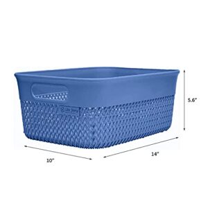 Life Story Lightweight Heavy Duty Storage Woven Trendy Basket 10 Quarts w/Built-in Handles, Blue