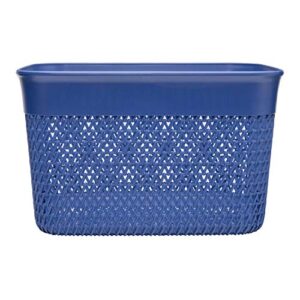 Life Story Lightweight Heavy Duty Storage Woven Trendy Basket 10 Quarts w/Built-in Handles, Blue