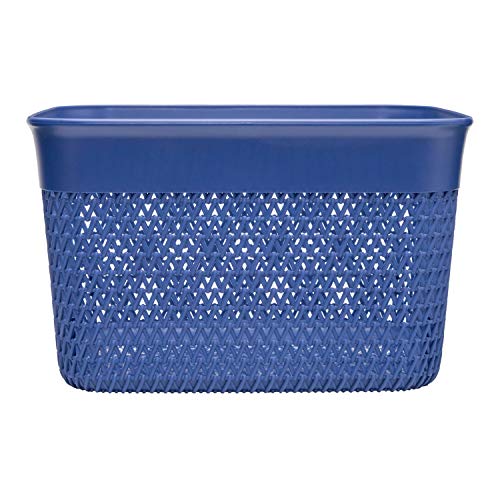 Life Story Lightweight Heavy Duty Storage Woven Trendy Basket 10 Quarts w/Built-in Handles, Blue