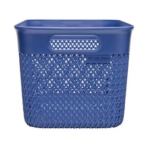 Life Story Lightweight Heavy Duty Storage Woven Trendy Basket 10 Quarts w/Built-in Handles, Blue