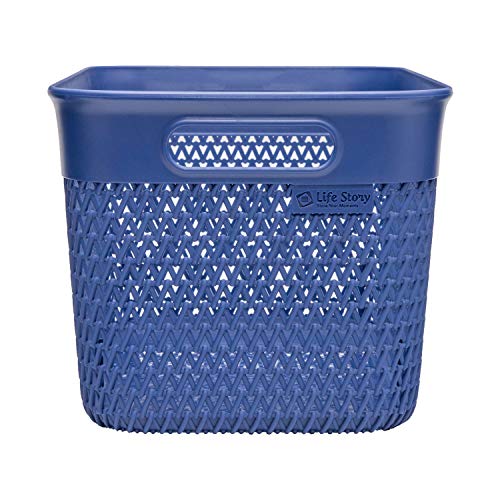 Life Story Lightweight Heavy Duty Storage Woven Trendy Basket 10 Quarts w/Built-in Handles, Blue