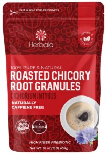 chicory root roasted granules, 1 pound, chicory coffee (inulin, prebiotic dietary fiber) rich flavor, caffeine free, natural tea and coffee substitute, keto, kosher