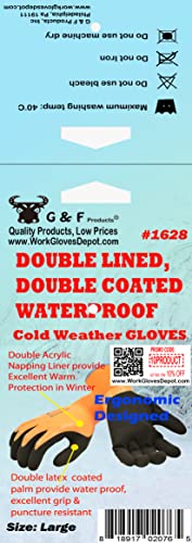 Deerskin or Waterproof Cold Weather Work Gloves Double Coated Windproof HPT Plam and Fingers Acrylic Terry inner