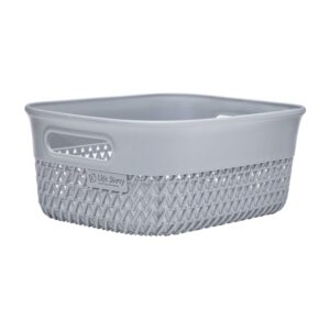 life story lightweight heavy duty storage trendy portable woven basket 4 quarts, grey (14 pack)