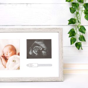 Kate & Milo Rustic Bracelet ID and Sonogram Frame, Rustic Pregnancy Keepsake Picture Frame, Gender-Neutral Nursery Décor