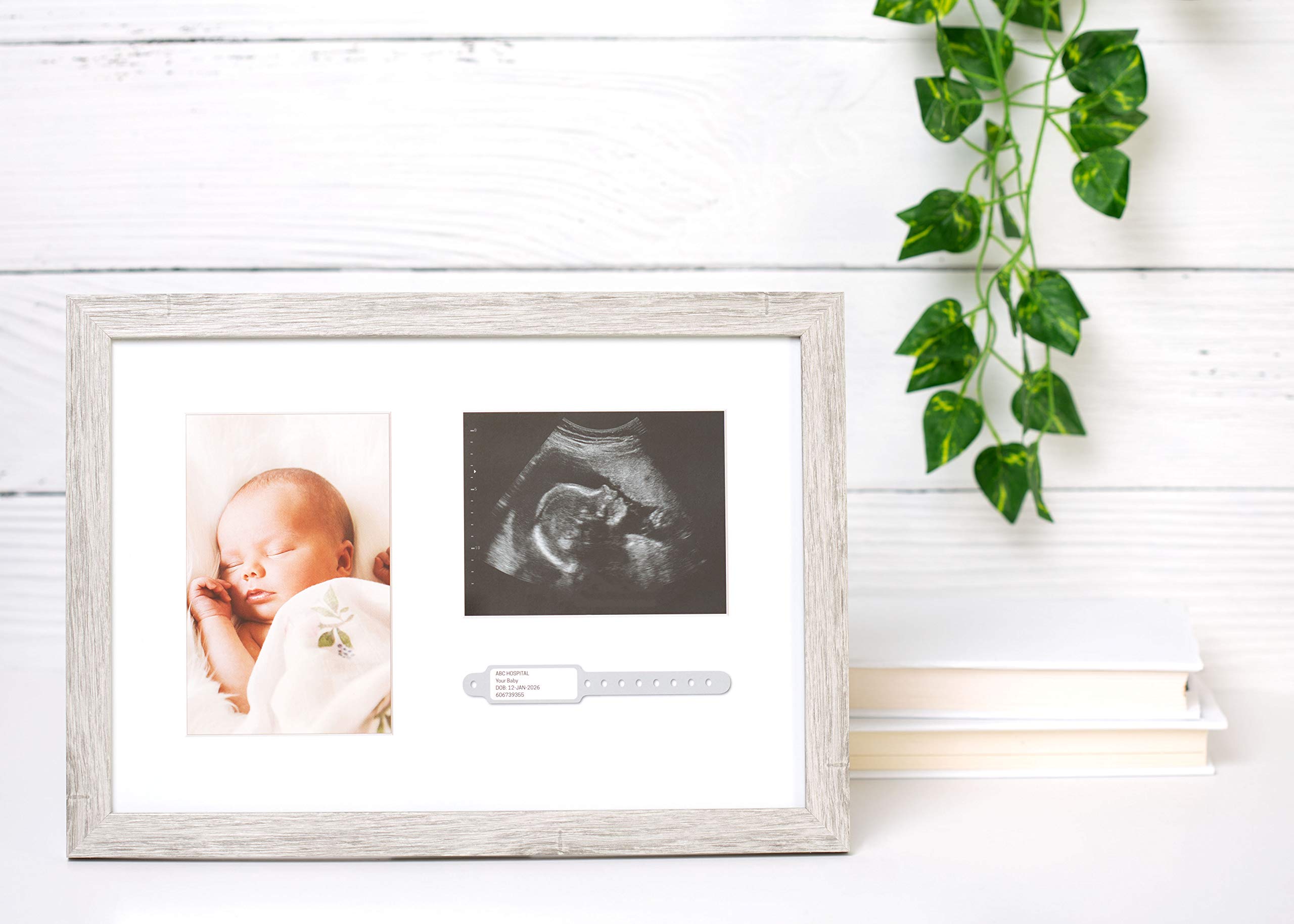 Kate & Milo Rustic Bracelet ID and Sonogram Frame, Rustic Pregnancy Keepsake Picture Frame, Gender-Neutral Nursery Décor