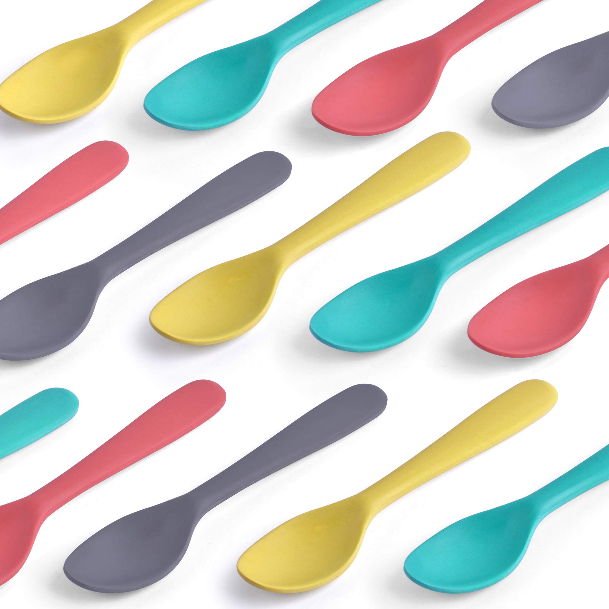 GET FRESH Bamboo Kids Spoons Set – 4-pack Colorful Bamboo Kids Cutlery for Everyday Use – Reusable Bamboo Fiber Kids Spoons for Baby Feeding – Large Bamboo Utensils for Toddlers and School Children