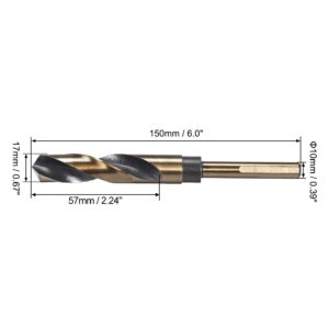 uxcell Reduced Shank Twist Drill Bits 17mm High Speed Steel 4341 with 10mm (3/8") Shank for Stainless Steel Alloy Metal Plastic Wood