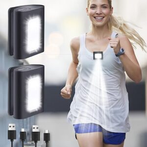 running light, 2pack reflective running gear for runners, usb rechargeable led light, clip on running lights with runners and joggers for camping, hiking, running, outdoor adventure