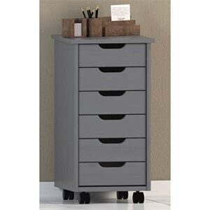 Linon Callie Multipurpose Eight Drawer Dresser Wood Rolling File Cabinet Storage Cart in Gray