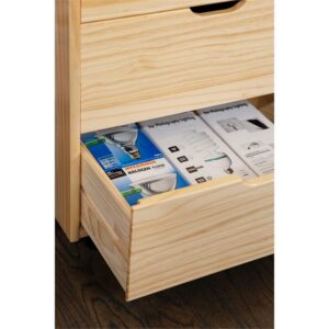 Linon Callie Multpurpose Eight Drawer Dresser Wood Rolling File Cabinet Storage Cart in Natural