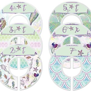 Mumsy Goose Nursery Closet Dividers Closet Organizers Baby Girl Clothes Dividers Mermaid (Sizes 2T - 7 (6 Rings))