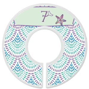 Mumsy Goose Nursery Closet Dividers Closet Organizers Baby Girl Clothes Dividers Mermaid (Sizes 2T - 7 (6 Rings))