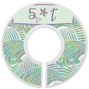 Mumsy Goose Nursery Closet Dividers Closet Organizers Baby Girl Clothes Dividers Mermaid (Sizes 2T - 7 (6 Rings))