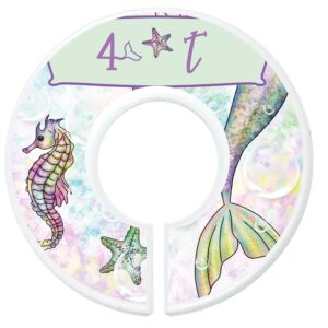 Mumsy Goose Nursery Closet Dividers Closet Organizers Baby Girl Clothes Dividers Mermaid (Sizes 2T - 7 (6 Rings))